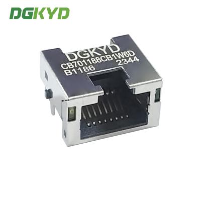 중국 낮은 프로필 Rj45 여성 커넥터 DIP 싱크 플레이트 7.0 8P8C 직선 DGKYDCB7011188CB1W6DB1186 판매용