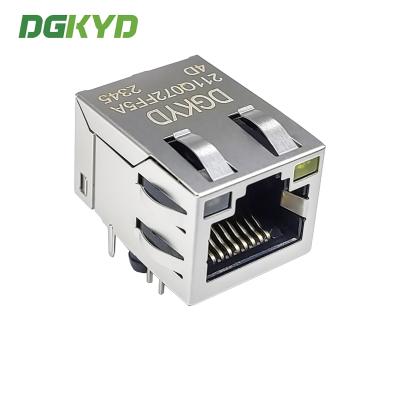 Китай Горизонтальный интерфейс RJ45 Gigabit Ethernet соединитель двуцветный световой сетевой интерфейс DGKYD211Q072FF5A4D продается