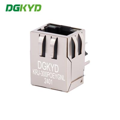 China KRJ-300POEYGNL Conector de red RJ45 de puerto único de 100 Mbps con POE RJ45 con transformer Ethernet Jack 100 Base en venta