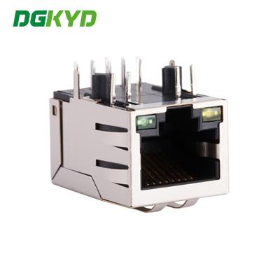 China KRJ-300POEYGNL Conector de red RJ45 de puerto único de 100 Mbps con POE RJ45 con transformer Ethernet Jack 100 Base en venta