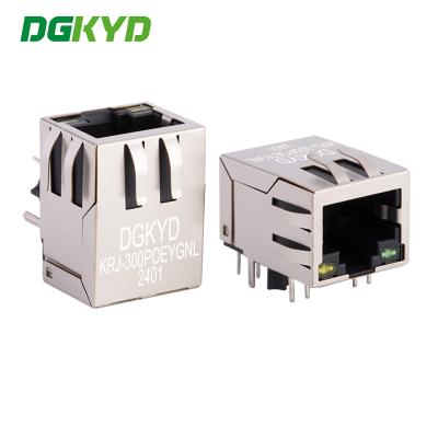 China KRJ-300POEYGNL Conector de red RJ45 de puerto único de 100 Mbps con POE RJ45 con transformer Ethernet Jack 100 Base en venta