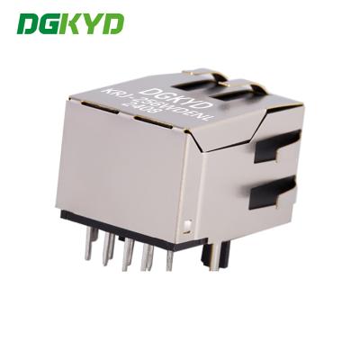 China KRJ-256WDENL RJ45 conector de enchufe Ethernet con puerto único RJ45 filtro integrado de 100 Mbps sin blindaje de banda de luz en venta