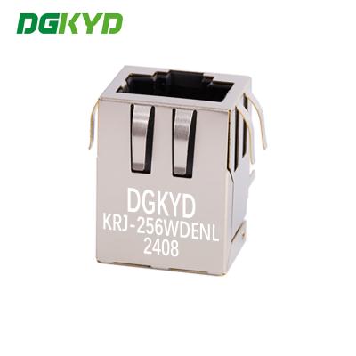 China KRJ-256WDENL RJ45 conector de enchufe Ethernet con puerto único RJ45 filtro integrado de 100 Mbps sin blindaje de banda de luz en venta
