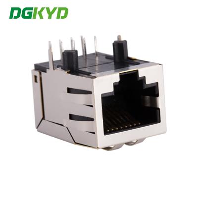 China KRJ-256WDENL RJ45 conector de enchufe Ethernet con puerto único RJ45 filtro integrado de 100 Mbps sin blindaje de banda de luz en venta