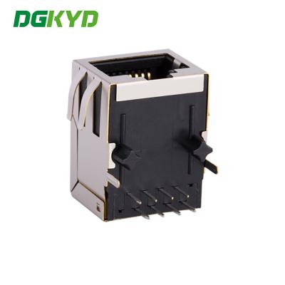 China KRJ-256WDENL RJ45 conector de enchufe Ethernet con puerto único RJ45 filtro integrado de 100 Mbps sin blindaje de banda de luz en venta