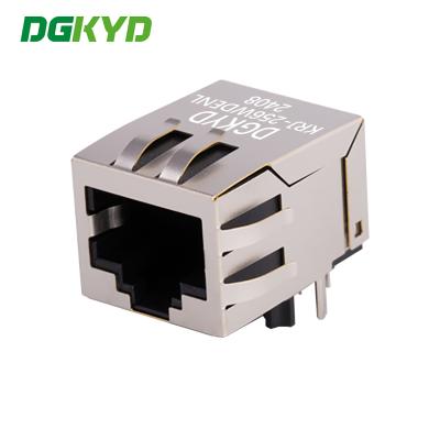 China KRJ-256WDENL RJ45 conector de enchufe Ethernet con puerto único RJ45 filtro integrado de 100 Mbps sin blindaje de banda de luz en venta