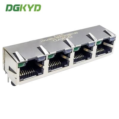 China Interfaz de red RJ45 directa 1X4 con blindaje de banda de luz 8P8C Conector RJ45 DGKYD561488DE3A8D18B7MH en venta