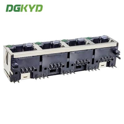 China Interfaz de red RJ45 directa 1X4 con blindaje de banda de luz 8P8C Conector RJ45 DGKYD561488DE3A8D18B7MH en venta