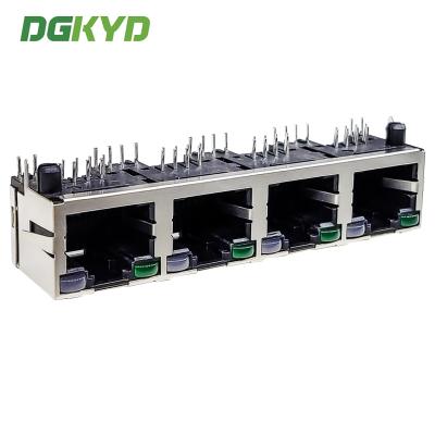 China Interfaz de red RJ45 directa 1X4 con blindaje de banda de luz 8P8C Conector RJ45 DGKYD561488DE3A8D18B7MH en venta