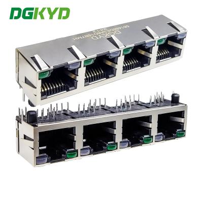 China Interfaz de red RJ45 directa 1X4 con blindaje de banda de luz 8P8C Conector RJ45 DGKYD561488DE3A8D18B7MH en venta