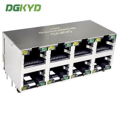 China Conector RJ45 2X4 con enchufe de malla blindada con banda de luz enchufe modular DGKYD59212488AB1A1DY1E022 en venta
