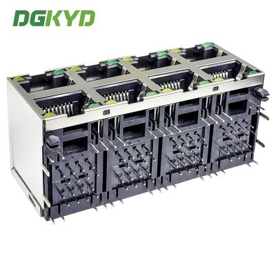 China Conector RJ45 2X4 con enchufe de malla blindada con banda de luz enchufe modular DGKYD59212488AB1A1DY1E022 en venta