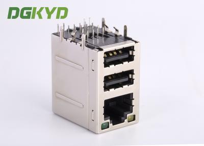 China La pila del conector de Cat3 RJ45 sobre tipo dual del USB 2,0 A con Y/G llevó en venta
