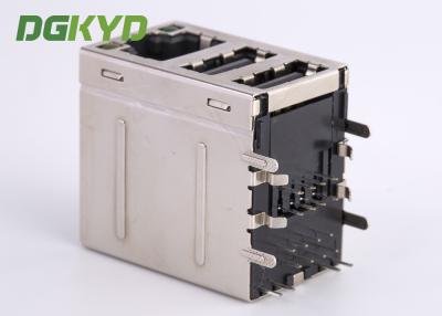 China La pila del conector de Cat3 RJ45 sobre tipo dual del USB 2,0 A con Y/G llevó en venta