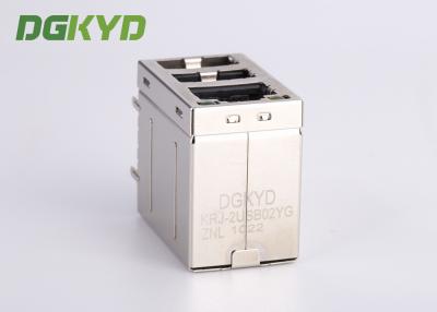 China La pila del conector de Cat3 RJ45 sobre tipo dual del USB 2,0 A con Y/G llevó en venta