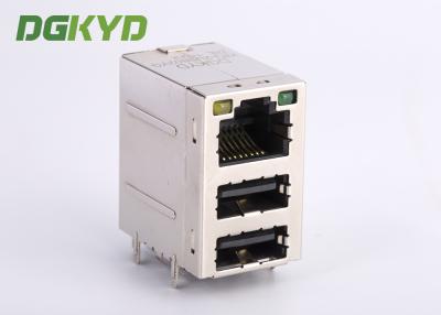 China La pila del conector de Cat3 RJ45 sobre tipo dual del USB 2,0 A con Y/G llevó en venta