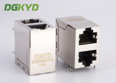 China PILA COMPENSADA protegida JACK 100 BaseT del conector del puerto dual Rj45 del Magnetics en venta