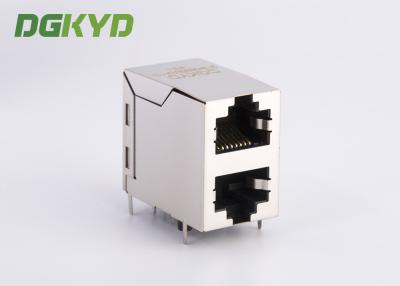 China PILA COMPENSADA protegida JACK 100 BaseT del conector del puerto dual Rj45 del Magnetics en venta