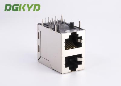 China PILA COMPENSADA protegida JACK 100 BaseT del conector del puerto dual Rj45 del Magnetics en venta