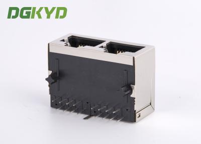 China 1 x 2 RJ45 magnético integrado portuario Jack modular 100BASE sin el LED en venta