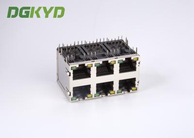 China El poder de KRJ -5921S2X3YGZENL sobre el metal del conector de Ethernet Rj45 protegió la pila 2X3 G/Y LED en venta