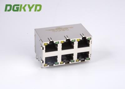China El poder de KRJ -5921S2X3YGZENL sobre el metal del conector de Ethernet Rj45 protegió la pila 2X3 G/Y LED en venta