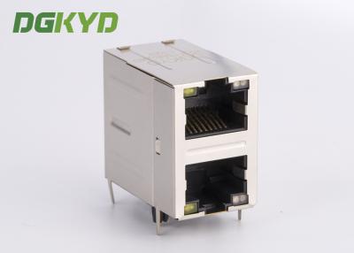 China Conector del puerto dual RJ45 de la pila de Ethernet del gigabit con el transformador para Ethernet industial en venta