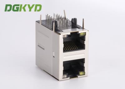 China Conector del puerto dual RJ45 de la pila de Ethernet del gigabit con el transformador para Ethernet industial en venta