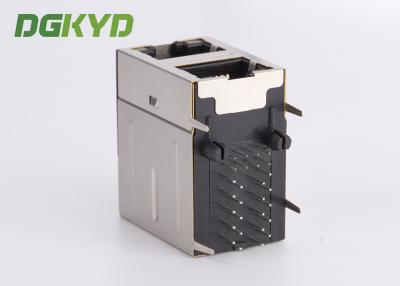 China Conector del puerto dual RJ45 de la pila de Ethernet del gigabit con el transformador para Ethernet industial en venta