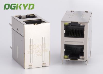 China Conector del puerto dual RJ45 de la pila de Ethernet del gigabit con el transformador para Ethernet industial en venta