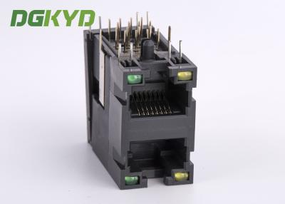 China Conector portuario doble RJ45 de la pila sin blindaje 2x1 sin el zócalo de Ethernet del transformador en venta