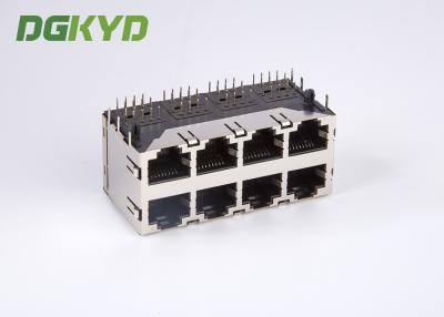 China 2X4 modificados para requisitos particulares se doblan zócalo múltiple de Ethernet del puerto de la hembra 8 de los conectores del puerto de la cubierta RJ45 en venta