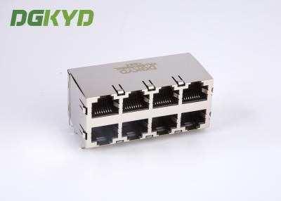China 2X4 modificados para requisitos particulares se doblan zócalo múltiple de Ethernet del puerto de la hembra 8 de los conectores del puerto de la cubierta RJ45 en venta
