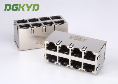 China 2X4 modificados para requisitos particulares se doblan zócalo múltiple de Ethernet del puerto de la hembra 8 de los conectores del puerto de la cubierta RJ45 en venta