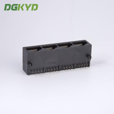 China 1x4 cuatro de los puertos RJ45 del PWB del conector de la etiqueta zócalos sin blindaje del interruptor de Ethernet abajo en venta