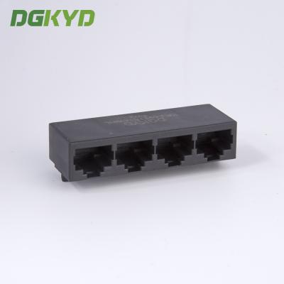 China 1x4 cuatro de los puertos RJ45 del PWB del conector de la etiqueta zócalos sin blindaje del interruptor de Ethernet abajo en venta
