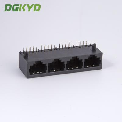 China 1x4 cuatro de los puertos RJ45 del PWB del conector de la etiqueta zócalos sin blindaje del interruptor de Ethernet abajo en venta