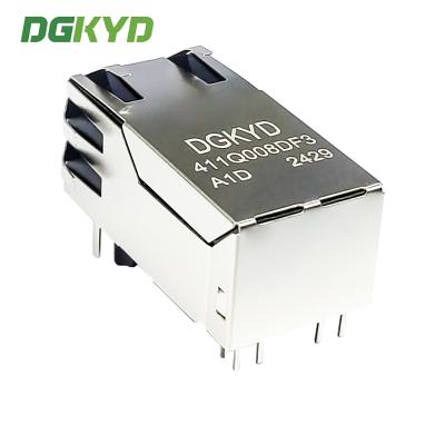 China Conector de red de filtro de puerto único RJ45 con luz y blindaje PBT DGKYD411Q008DF3A1D en venta