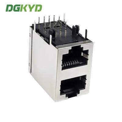 China Conector blindado con varios puertos RJ45 sin blindaje de banda de luz tipo apilado DGKYD59212188GWA1DY1EG en venta