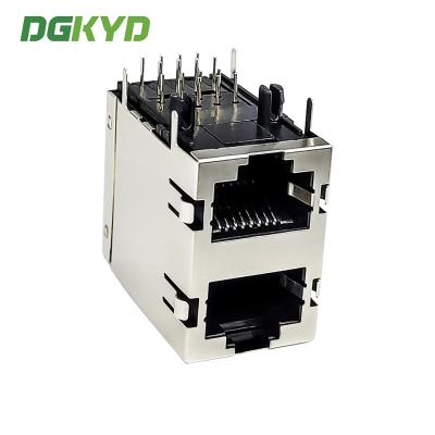 China Conector blindado con varios puertos RJ45 sin blindaje de banda de luz tipo apilado DGKYD59212188HWA1DY1AG en venta