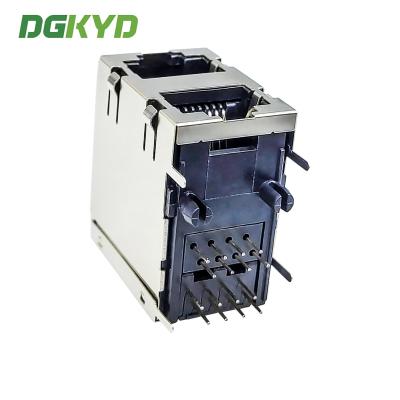 China Conector blindado con varios puertos RJ45 sin blindaje de banda de luz tipo apilado DGKYD59212188HWA1DY1AG en venta