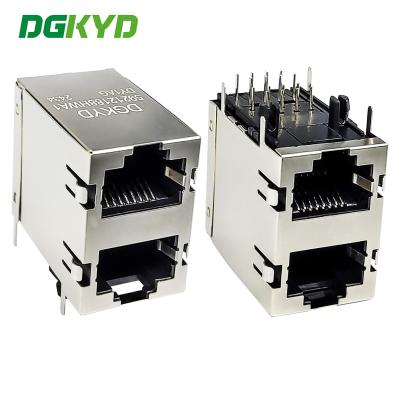 China Conector blindado con varios puertos RJ45 sin blindaje de banda de luz tipo apilado DGKYD59212188HWA1DY1AG en venta