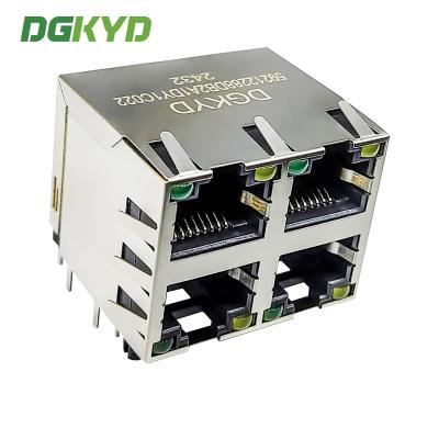 China Conector de puertos múltiples de enchufe RJ45 Interfaz 2X2 apilada DGKYD59212288DB2A1DY1C022 en venta
