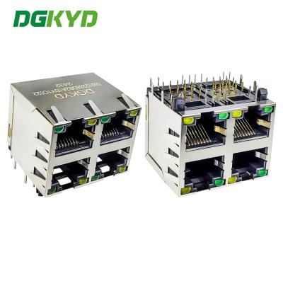 China Conector de puertos múltiples de enchufe RJ45 Interfaz 2X2 apilada DGKYD59212288DB2A1DY1C022 en venta