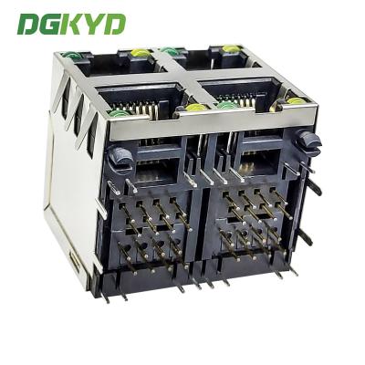 China Conector de puertos múltiples de enchufe RJ45 Interfaz 2X2 apilada DGKYD59212288DB2A1DY1C022 en venta