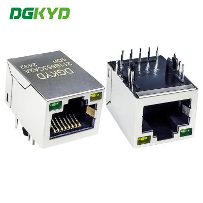 China Interfaz de red modular de toma de POE RJ45 Ethernet con filtro DGKYD211B553CA2A4DP en venta