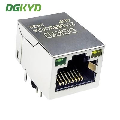 China Interfaz de red modular de toma de POE RJ45 Ethernet con filtro DGKYD211B553CA2A4DP en venta