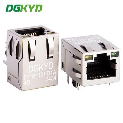 China Interfaz de red de conectores 10/100BASE RJ45 con filtro Ethernet DGKYD211B113FD1A4D en venta