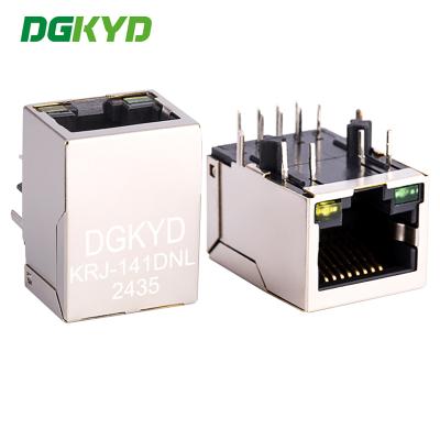 China Conector de puerto único KRJ-141DNL RJ45 Interfaz de red 100Mbps Luz sin tarjeta en venta