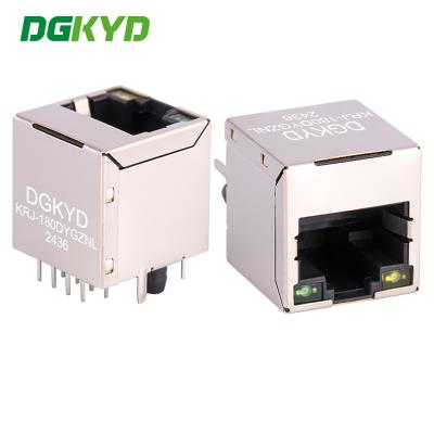 China KRJ-180DYGZNL Conector vertical RJ45, Conector Ethernet RJ45 con transformador magnético interno en venta